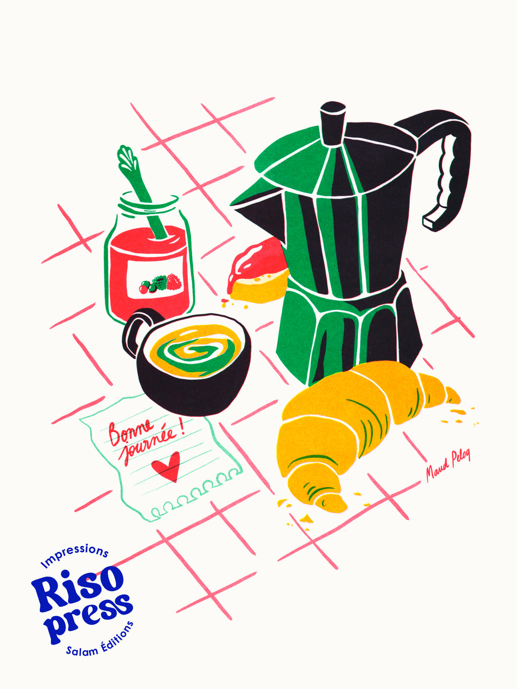 Riso -Bonne journée de Maud Peloq (Risographie) – Cartes-gravures.com