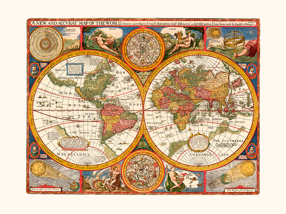 A New and Accurat Map of the World 1651 – Cartes-gravures.com