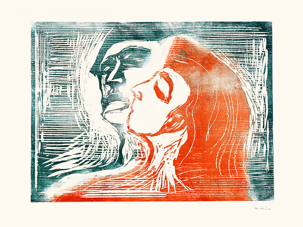 Head by head (man and women kissing) Edouard Munch – Cartes-gravures.com